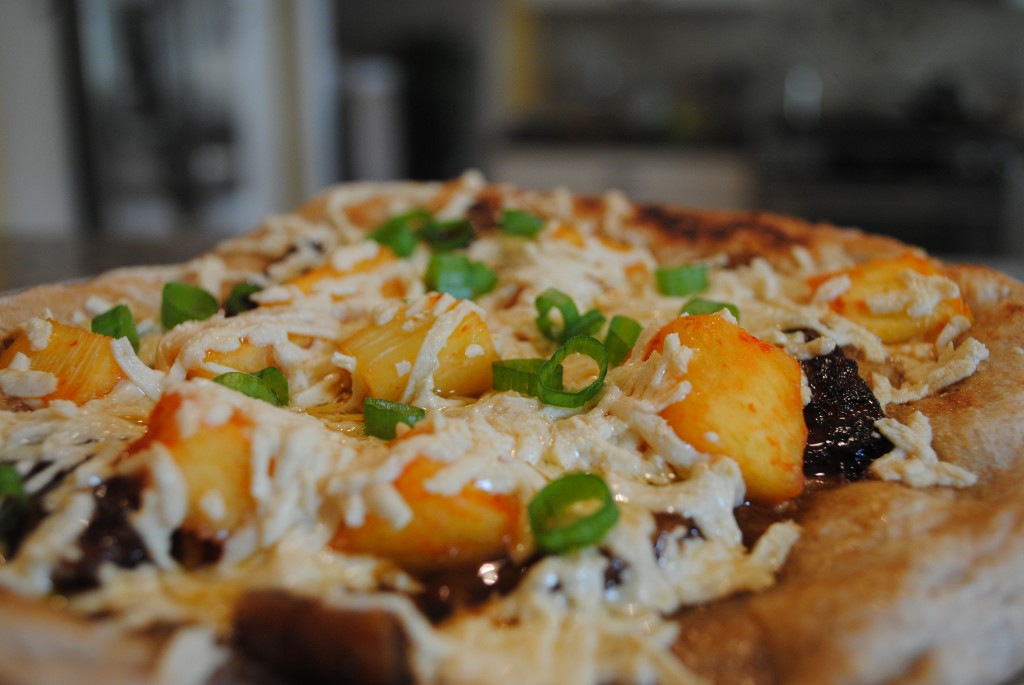 Korean Pizza (Kogi-Style BBQ Seitan and Sriracha Pineapples)